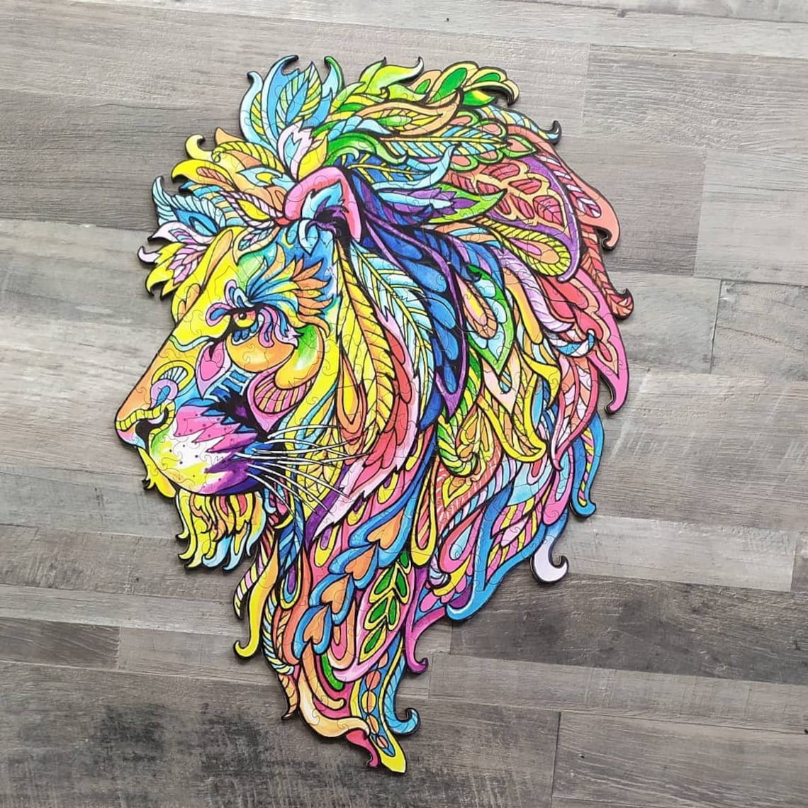 Large wooden jigsaw puzzle Lion shaped puzzles Mosaic animal | Etsy