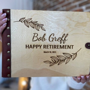 Happy Retirement Guest Book Wooden Retirement Party Keepsake Memory ...