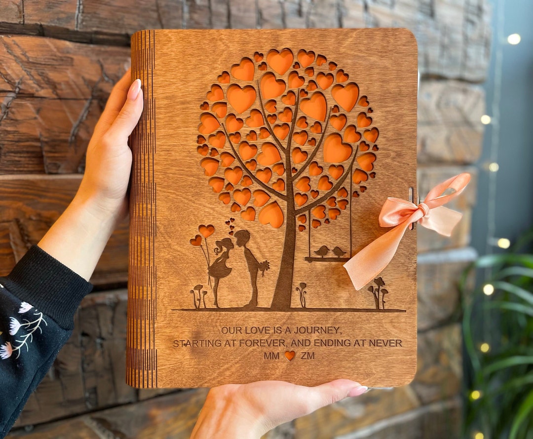 Fall Autumn Colours Orange Wedding Guest Book, Wooden Autumn ...