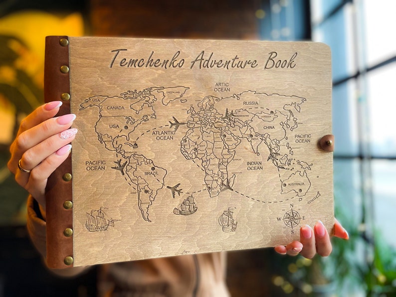 Our Adventure Photo Album, Travel Scrapbook Album, World Map Photo ...