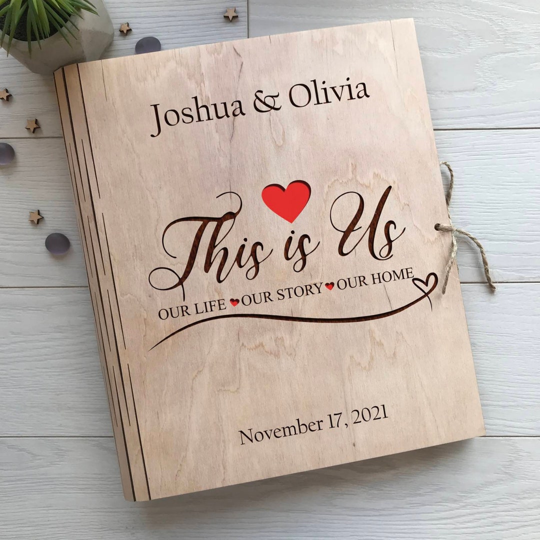 Personalized Wooden Photo Album, Couples Memory Book - Etsy