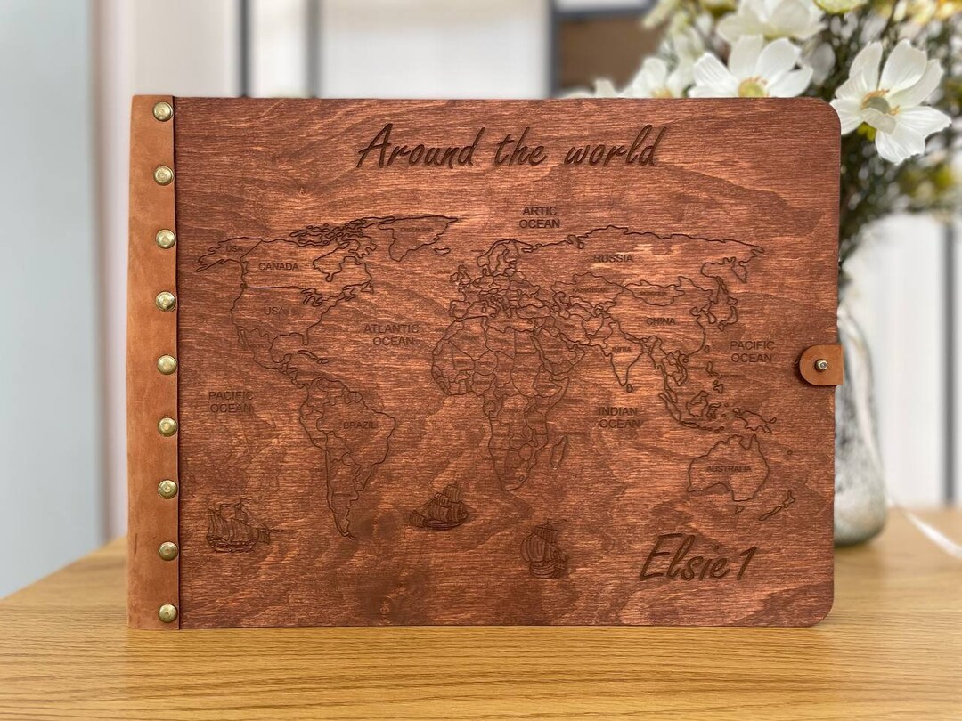 World Map Photo Album Our Adventure Book Travel Photo Album Wedding ...