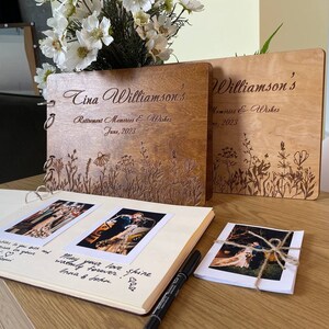 Personalised Retirement Guest Book Wooden Photo Album Colleague Gift ...