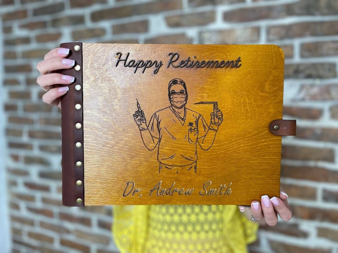 Happy Retirement Guest Book From Your Photo, Custom Wooden Retirement ...