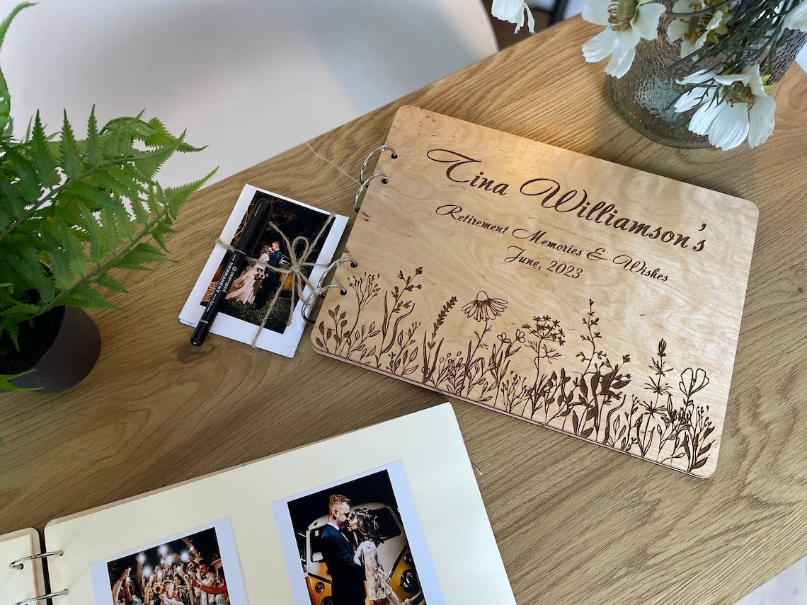 Personalised Retirement Guest Book Wooden Photo Album - Etsy