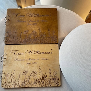 Personalised Retirement Guest Book Wooden Photo Album Colleague Gift ...