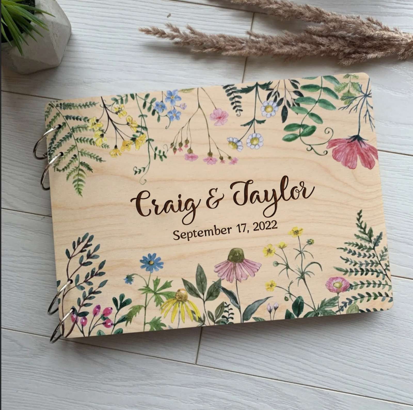 Wildflowers Wedding Guest Book Wooden Guest Book Boho - Etsy