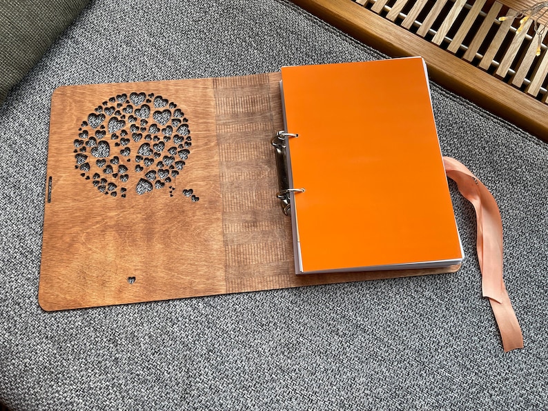 Fall Autumn Colours Orange Wedding Guest Book, Wooden Autumn ...