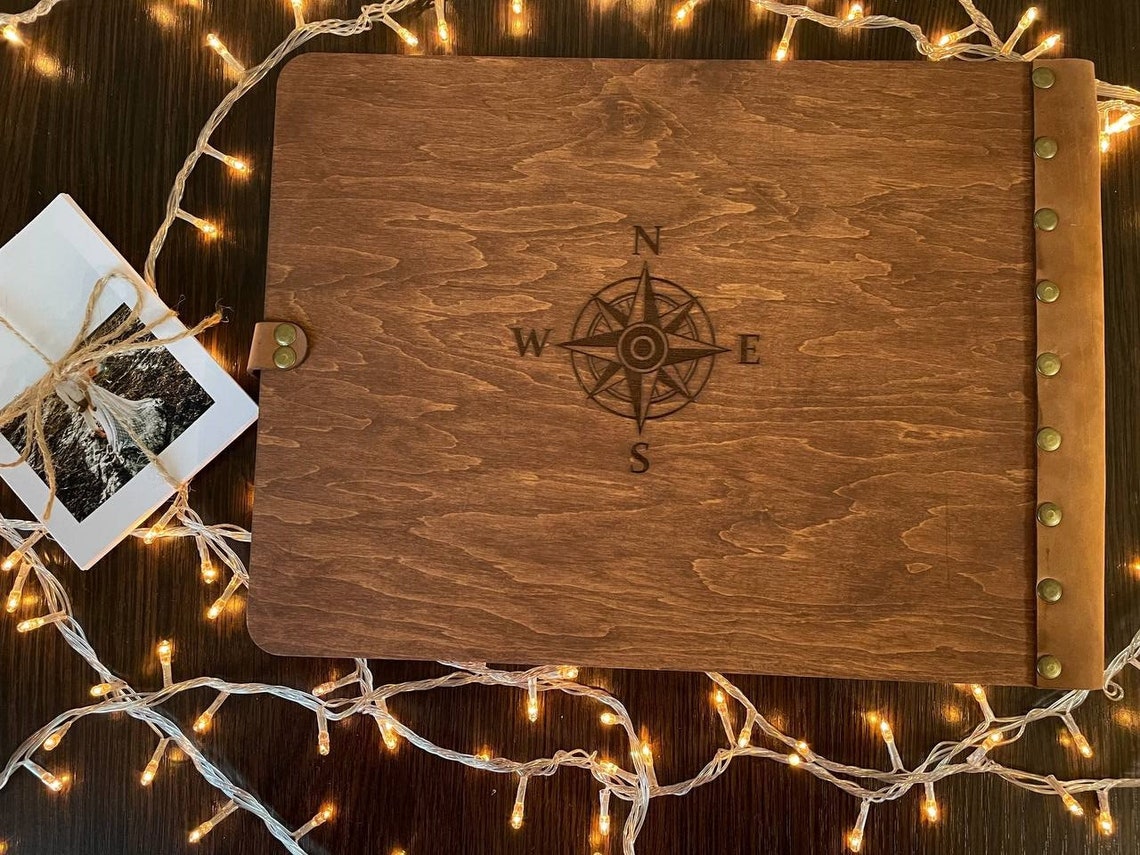 World Map Photo Album Wedding Guest Book Wooden Wedding Album - Etsy