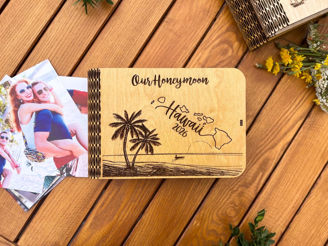 Hawaii Honeymoon Photo Box – Custom Engraved Wooden Keepsake – for 4x6 ...