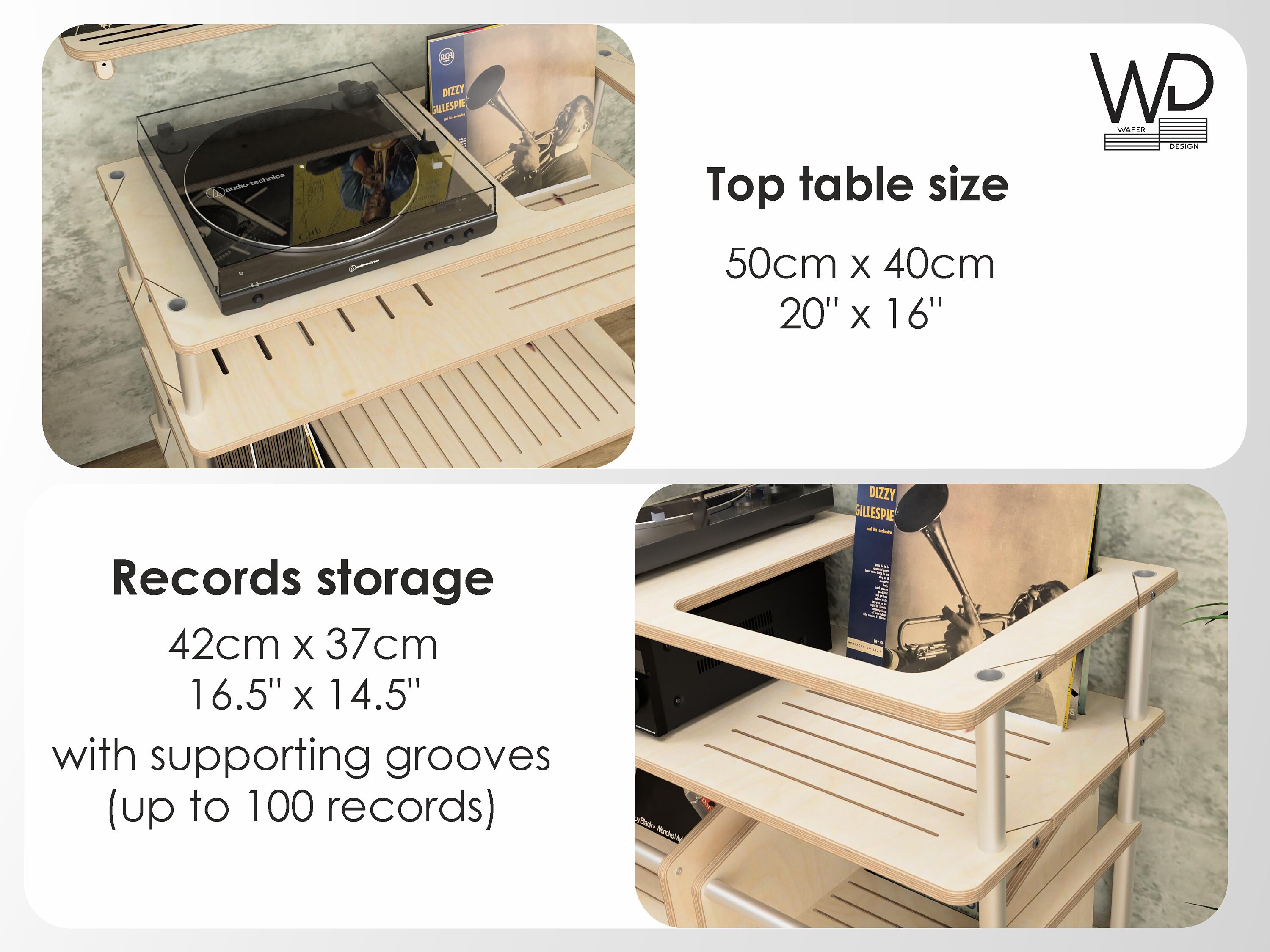 Record Player Stand With Vinyl Holder Box, Plywood Stereo Hifi ...