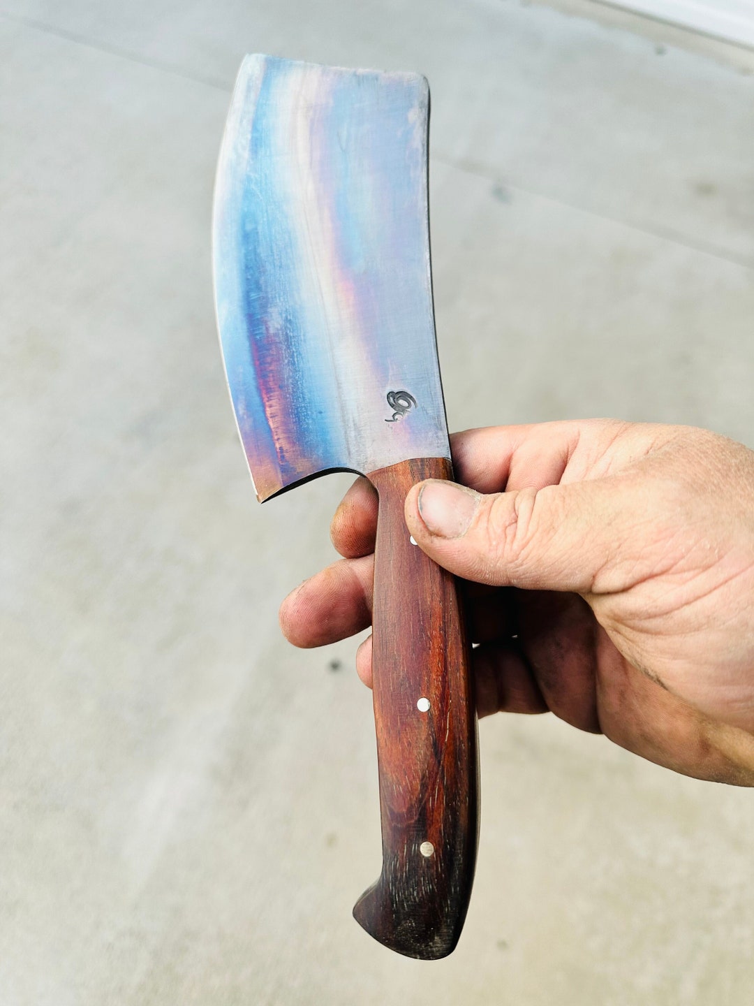 Hand Forged High Carbon Steel Cleaver - Cocobolo Handle With Brass Pins ...