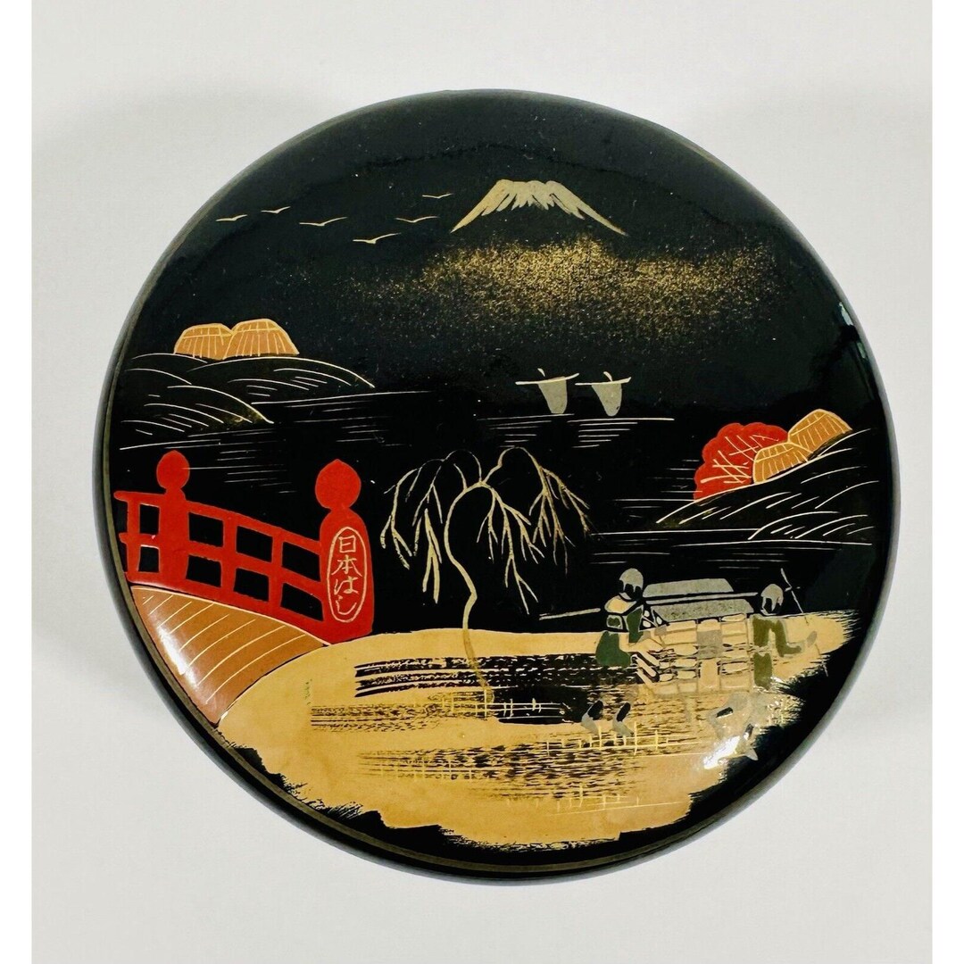 Japanese Black Lacquerware Coaster Set Vintage Made in Japan Hand ...