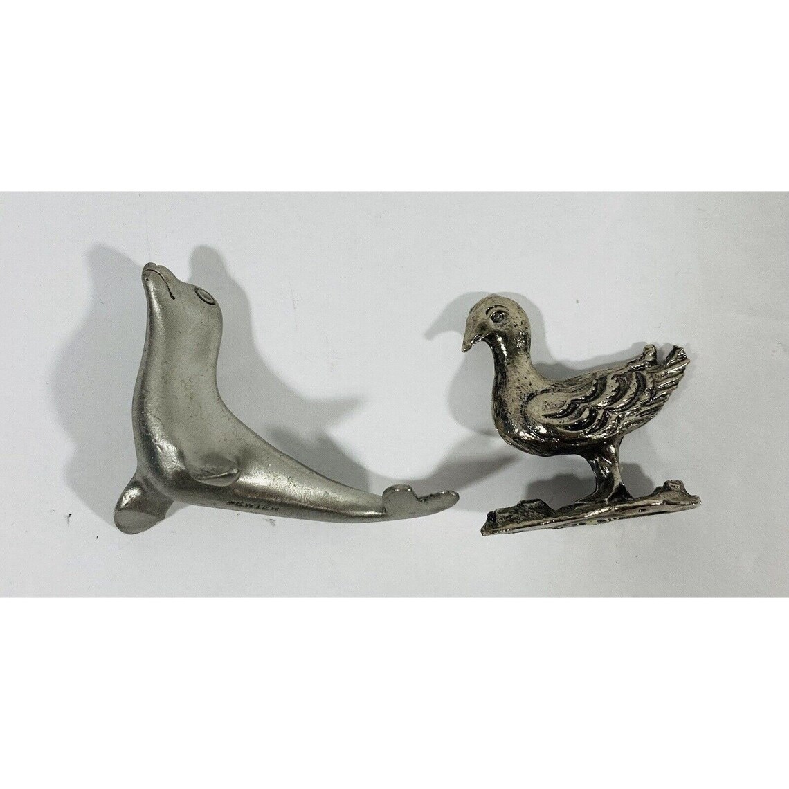 Vintage Miniature Pewter Animals Figurines Seal Squirrel Kitten Cat Dog ...