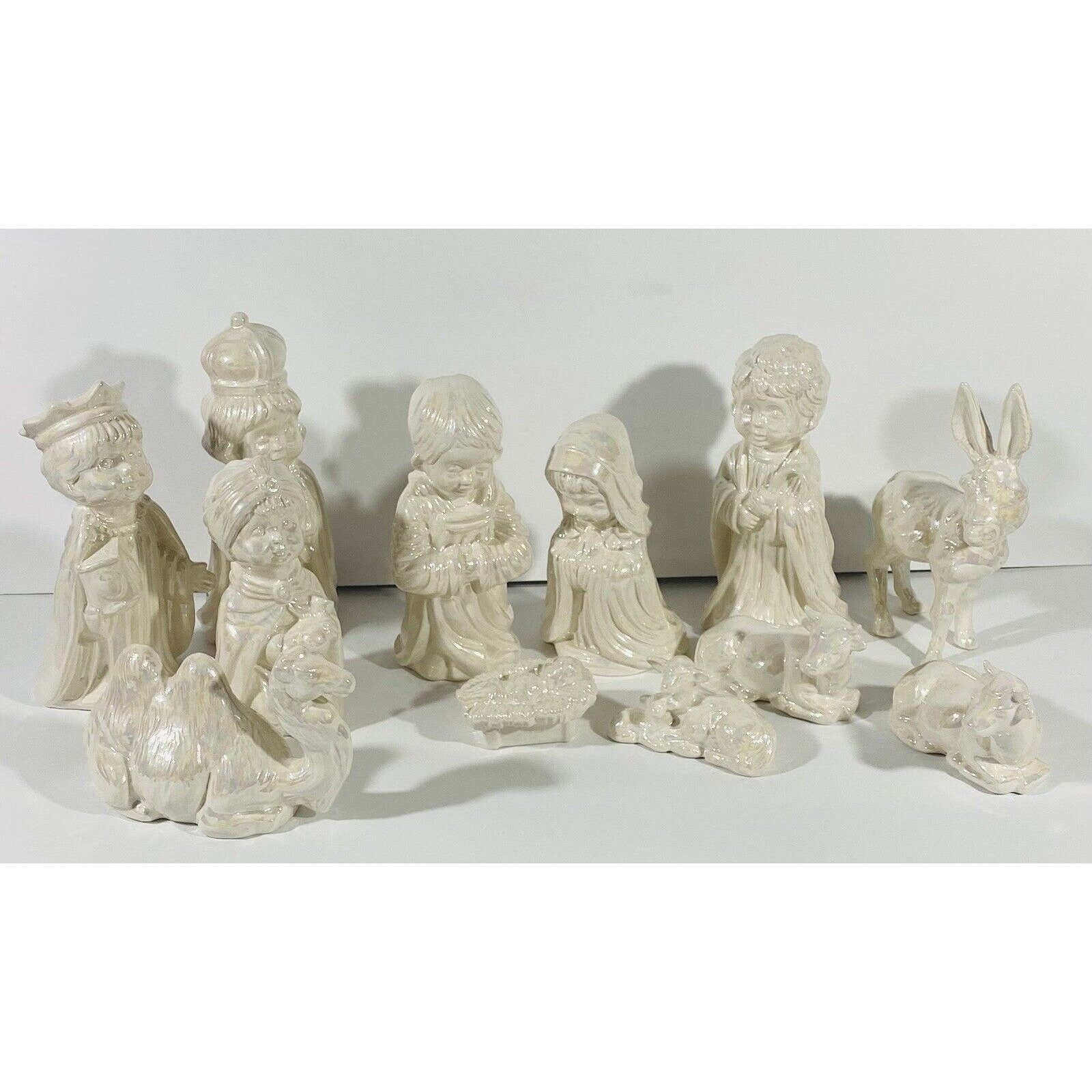 Vintage Arnel Nativity Set Glazed Ceramic Iridescent White Christmas Crèch ‘75 - Etsy