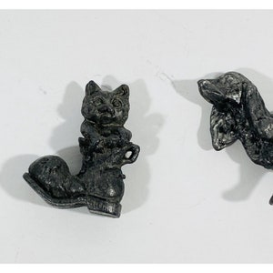 Vintage Miniature Pewter Animals Figurines Seal Squirrel Kitten Cat Dog ...