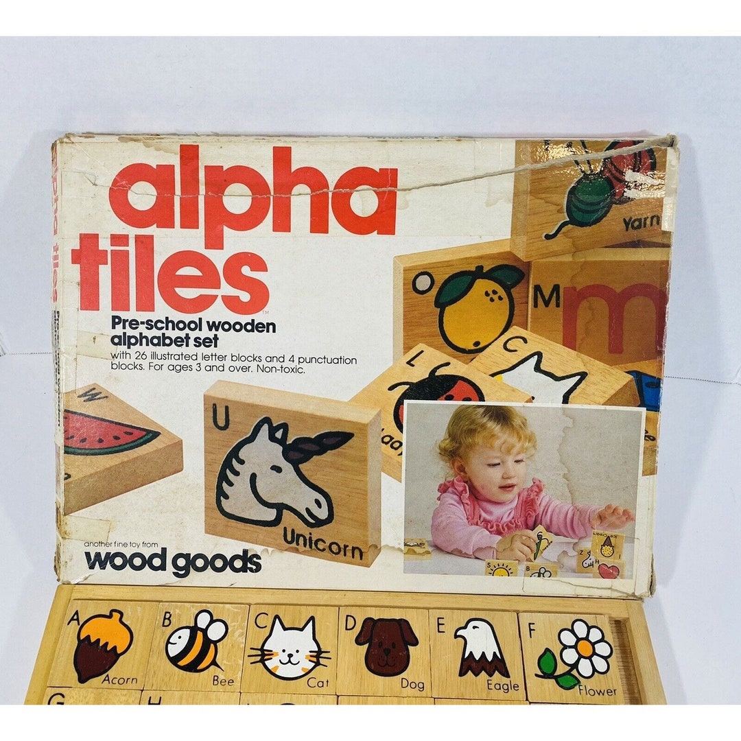 Alpha Tiles Double Sided Wood Learning Tiles Game Teach Preschool ...