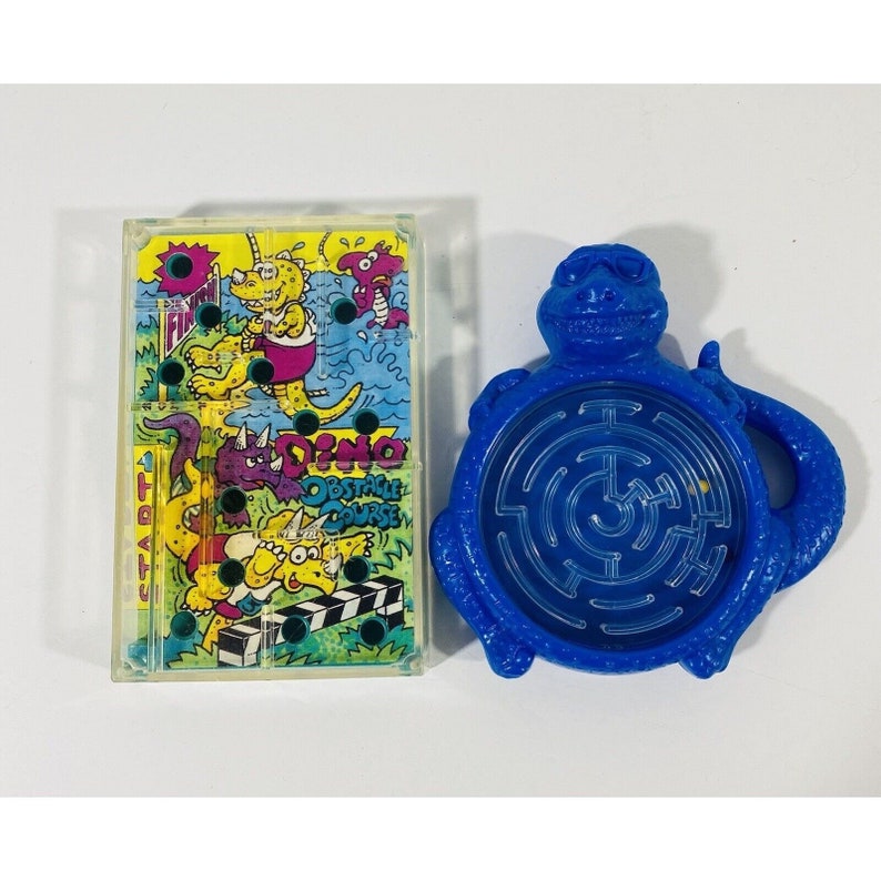 Wendys Kids Meal Toys Dino Games Ball Mazes Set 1992 Obstacle Course ...