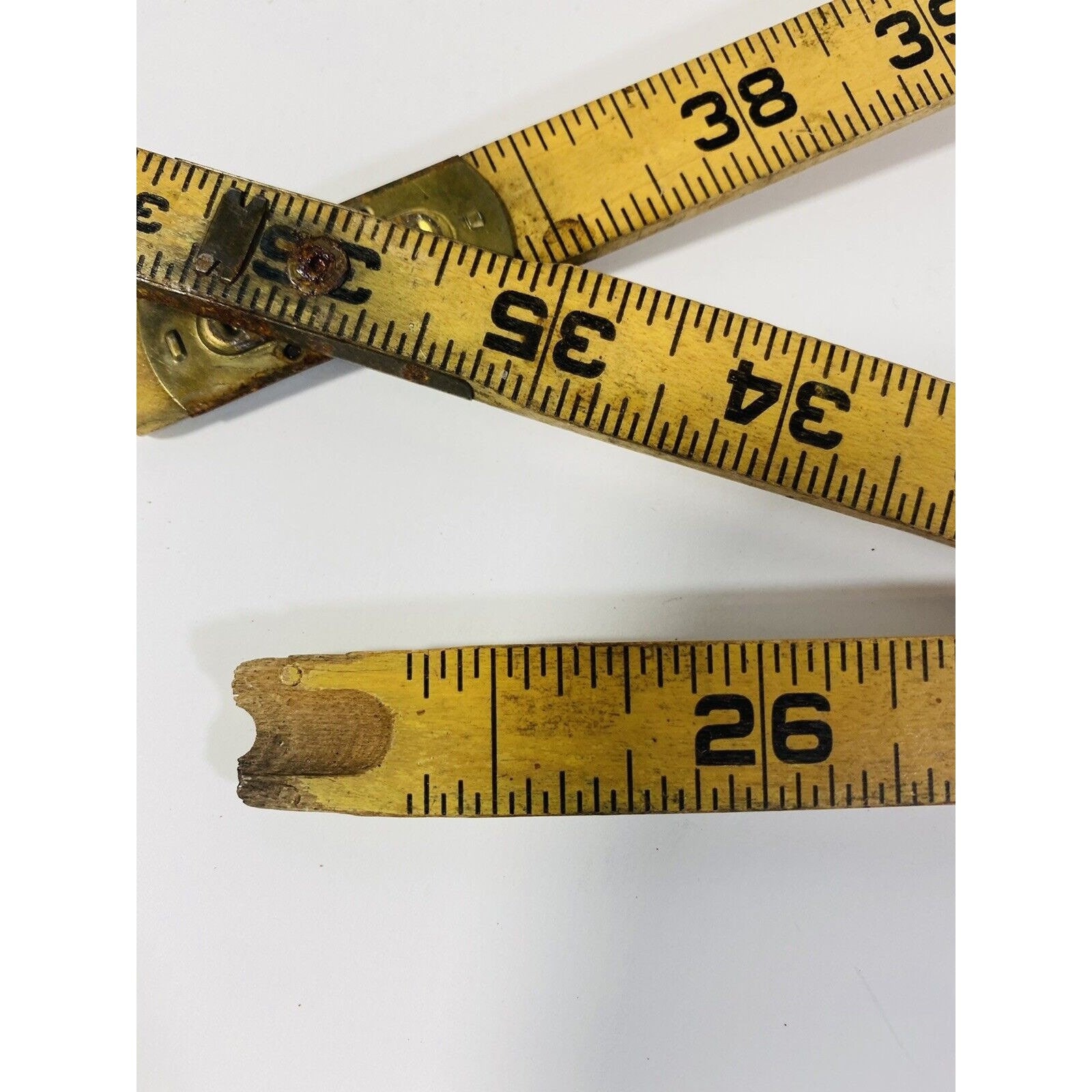 Vintage Lufkin Folding Wooden Ruler Brass Fittings USA Crafts Rustic ...