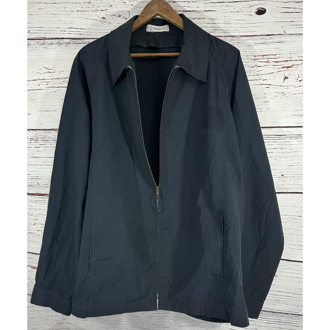 Vintage London Fog Classic Jacket Navy Blue Mens Size 42 Long Zip up ...