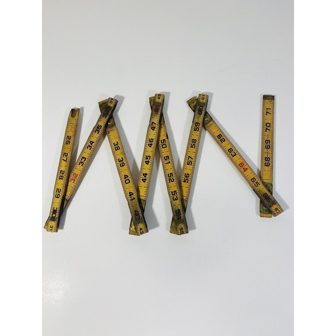 Vintage Lufkin Folding Wooden Ruler Brass Fittings USA Crafts Rustic ...