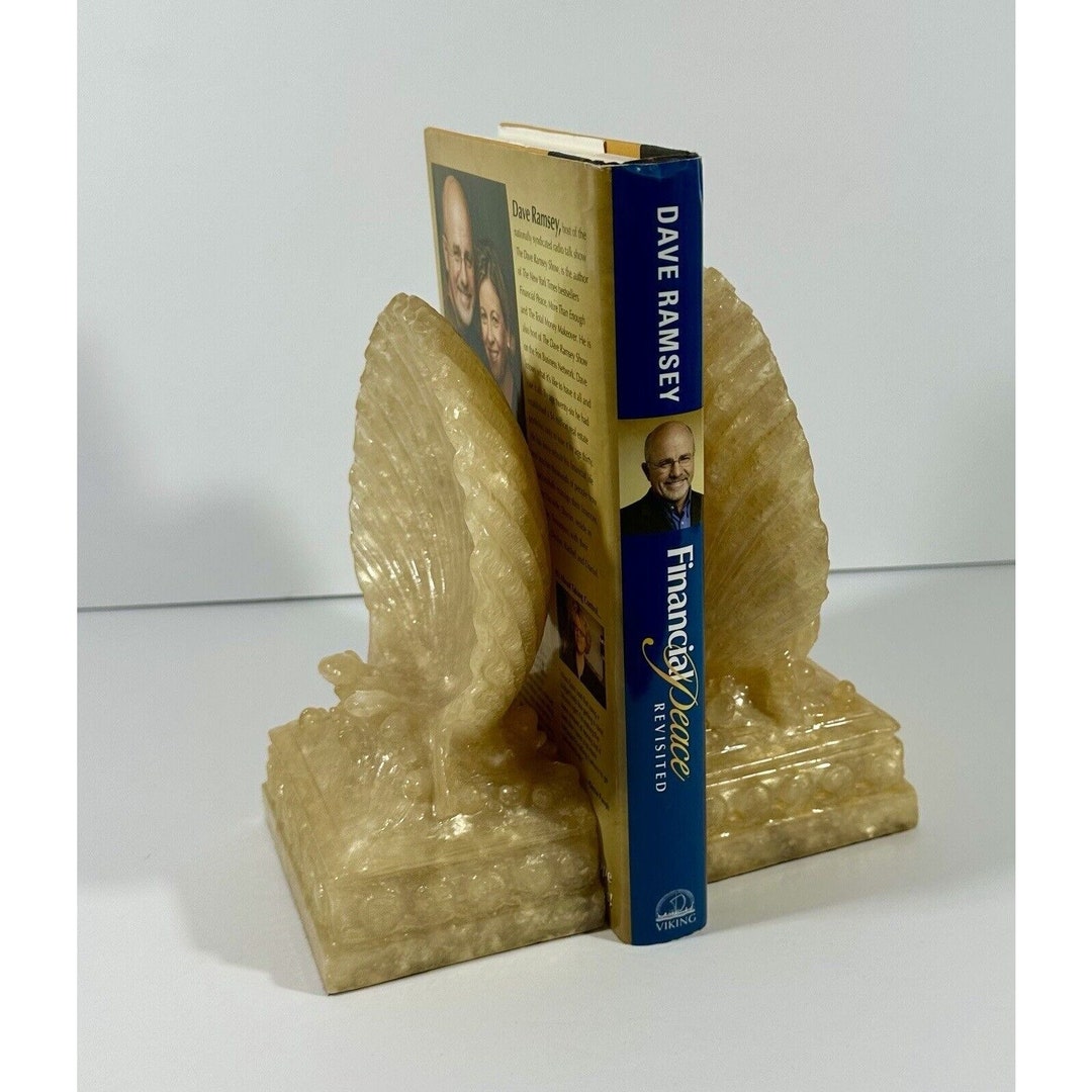 Clam Sea Shell Bookend Set Capiz Like Finish Nautical Beach Ocean Heavy ...