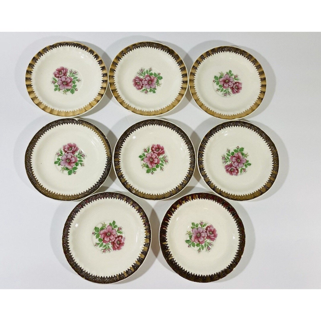Cronin China Co Saucers Small Plates Set of 8 Floral Pattern COI162 ...