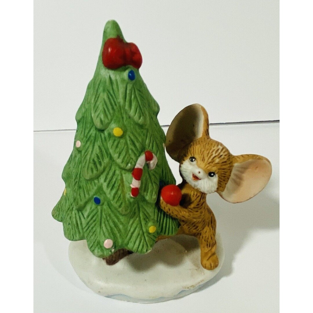 Homco Porcelain Mouse Figurine Decorating the Christmas Tree #8905 ...