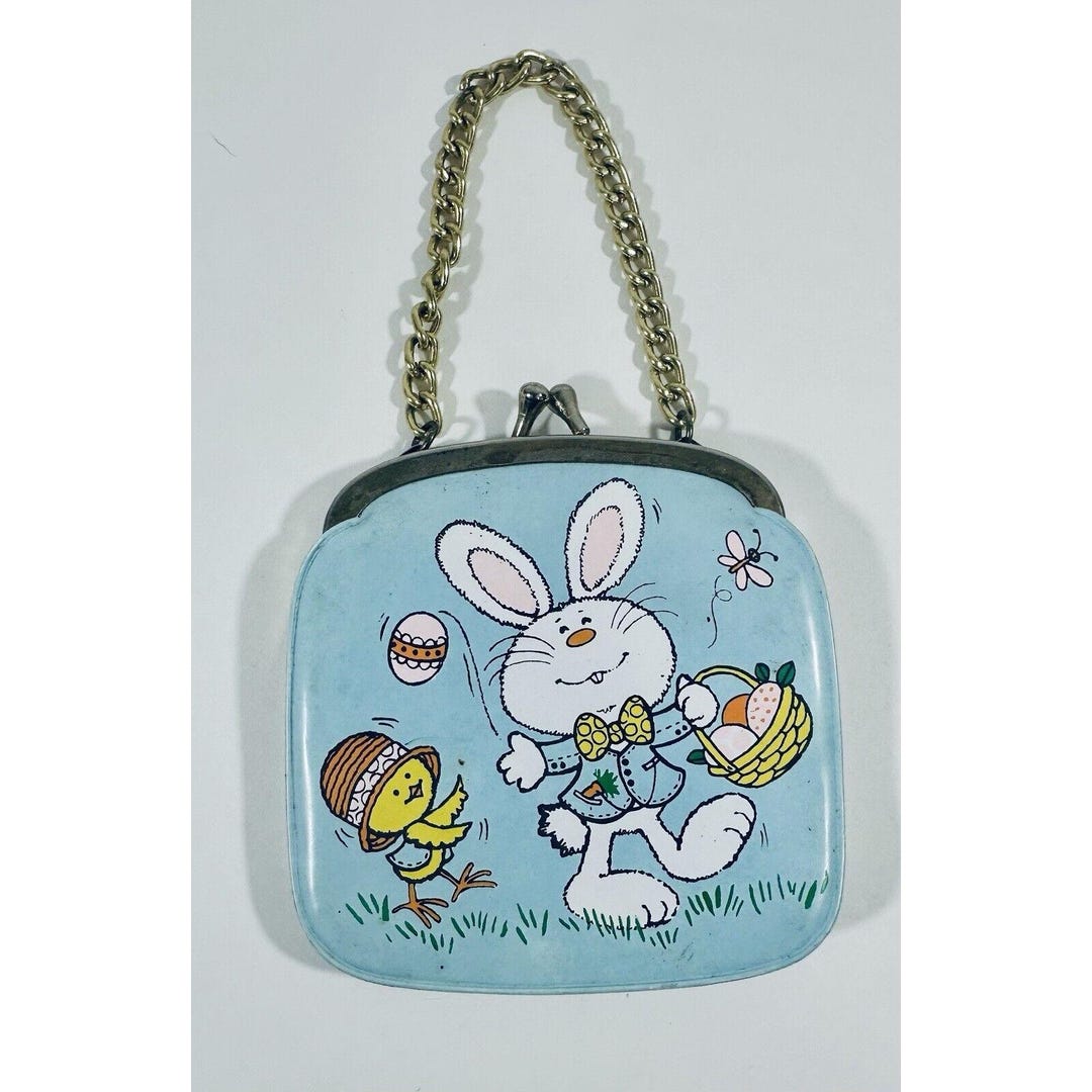 Bunny Rabbit Coin Change Purse Key Ring Patchwork Fabric Zippered ...