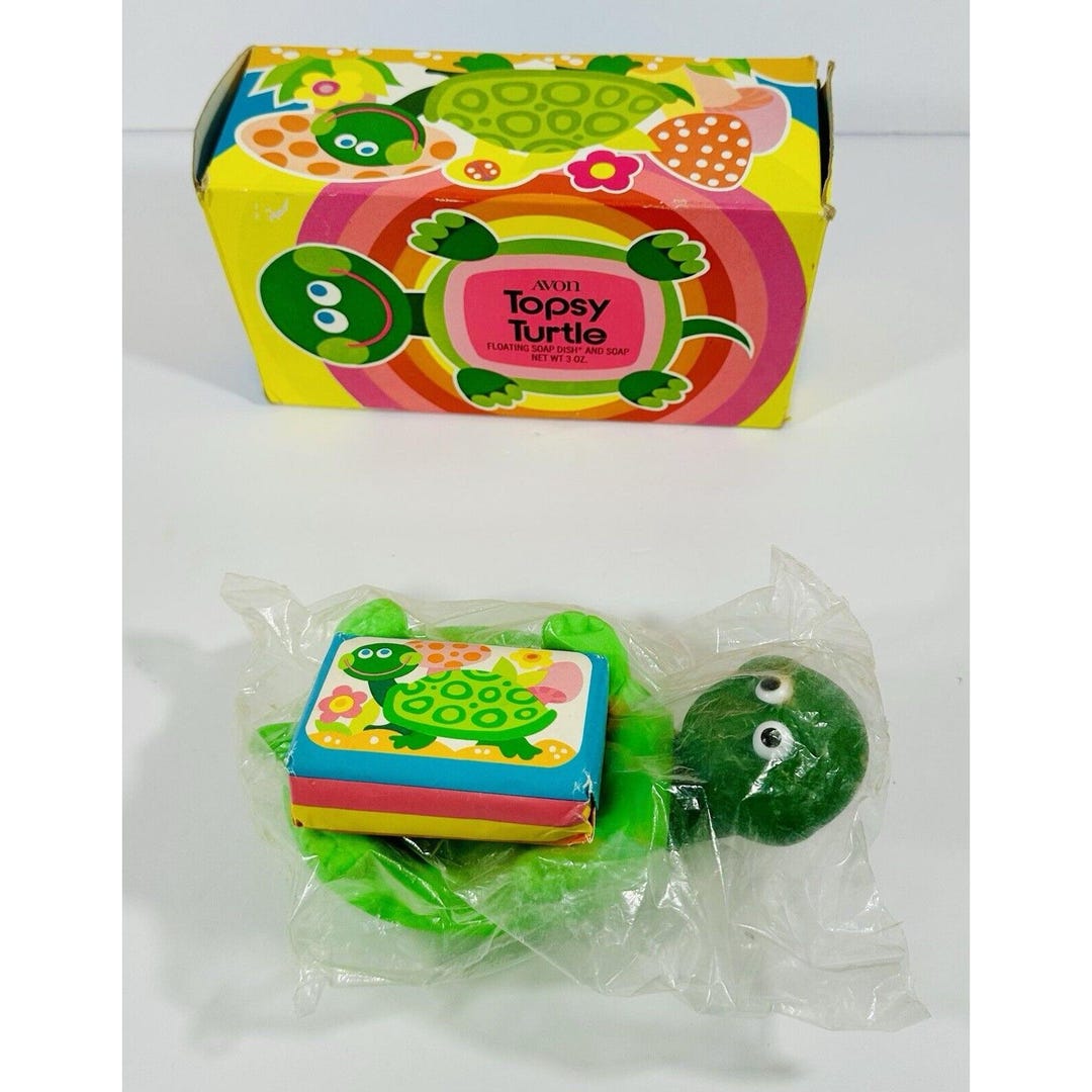 Avon Topsy Turvy Turtle Floating Soap Dish With Soap Original Box NOS ...