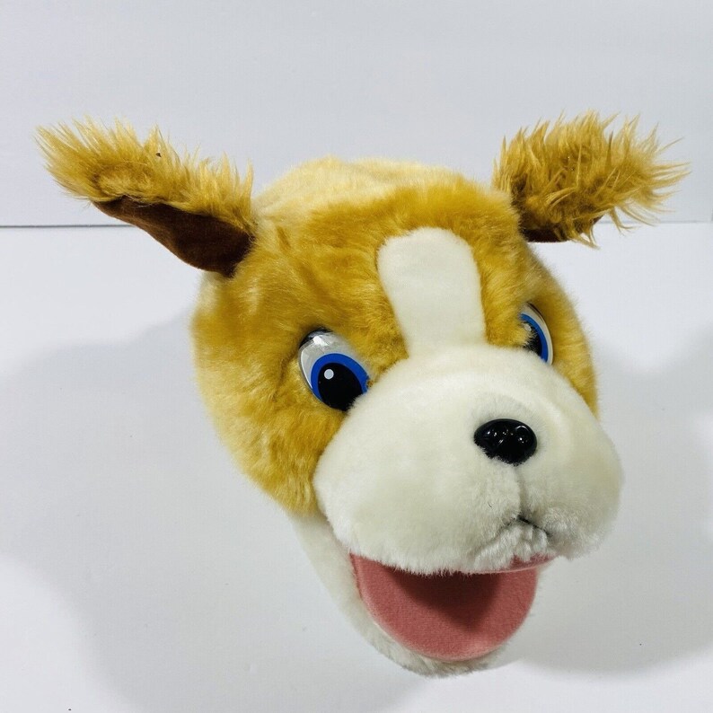 Poof Slinky Dog Head Hand Puppet Brown Spaniel Stuffed Plush Animal Toy ...