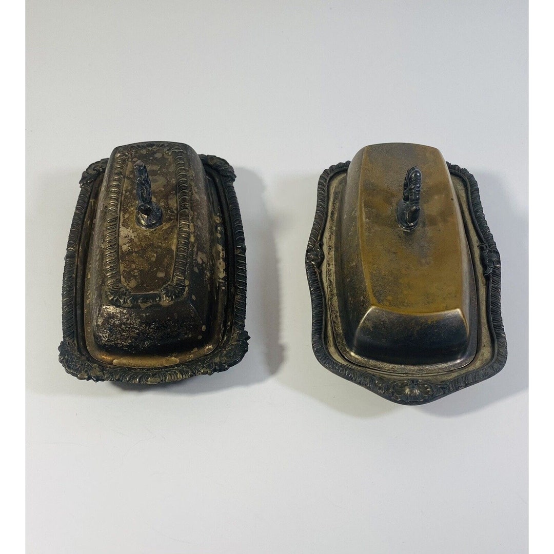 Covered Lidded Butter Dish Coronet Silver on Copper & Silver Plate With ...