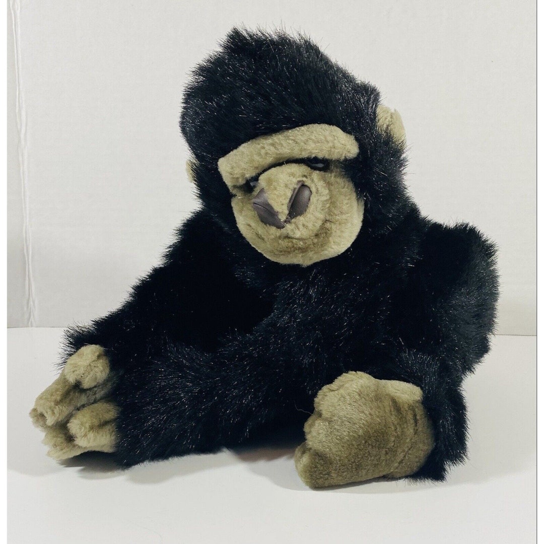 Vintage Fukei Ape Plush Gorilla Stuffed Animal Toy Black Long Fur 12 ...