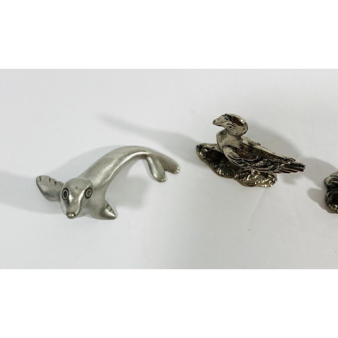 Vintage Miniature Pewter Animals Figurines Seal Squirrel Kitten Cat Dog ...