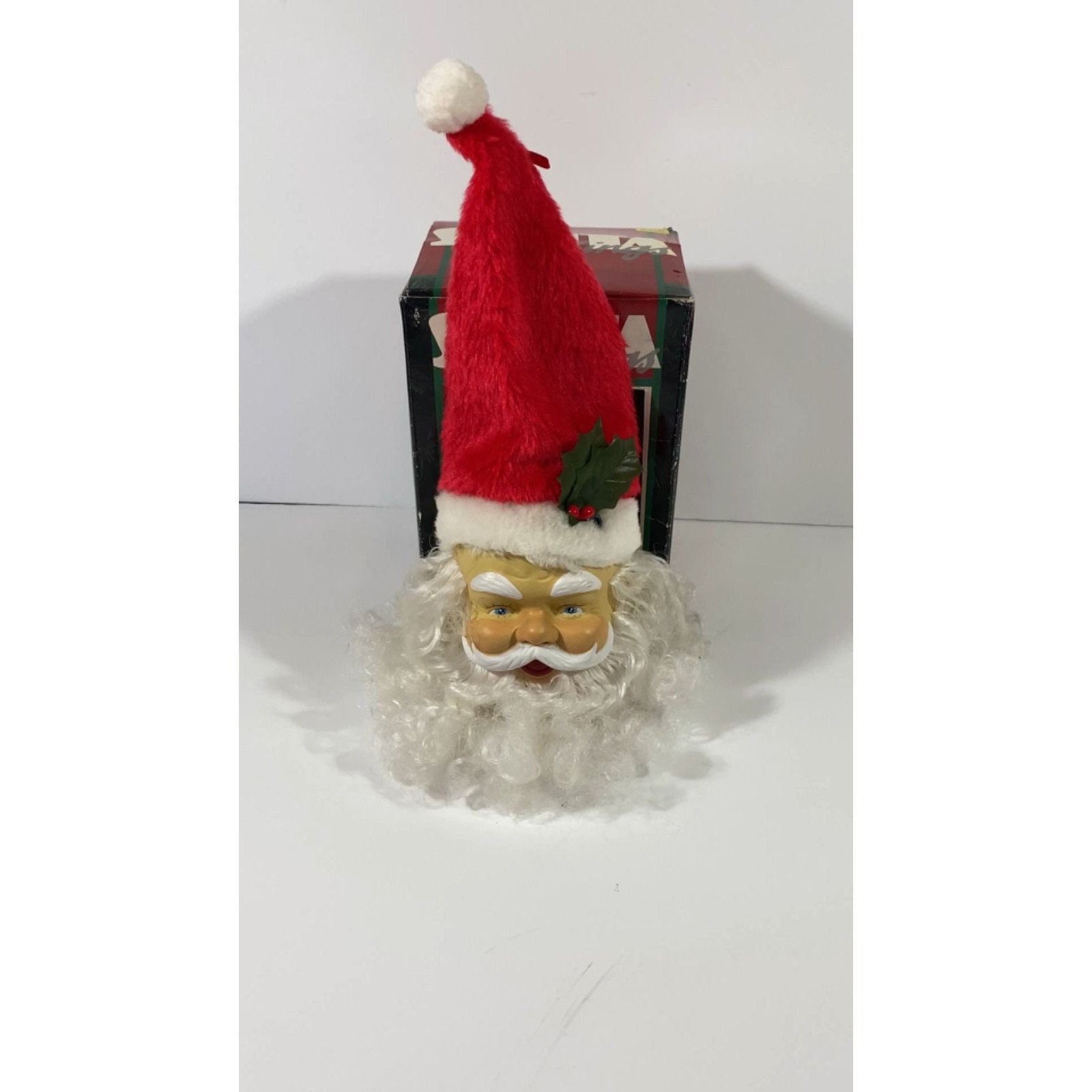 Vintage Christmas Singing Santa Head Light Sensor Jingle Bells Holiday ...