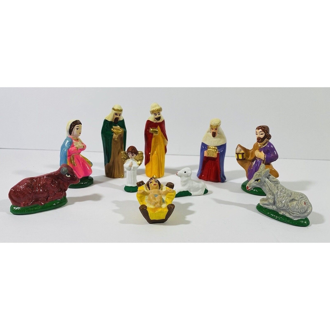 Vintage Atlantic Mold Ceramic Christmas Nativity Set Baby Jesus Holiday ...