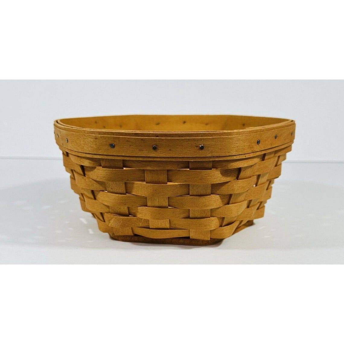 Longaberger Generations Basket Hexagon Handwoven Wood Open Weave Bottom ...