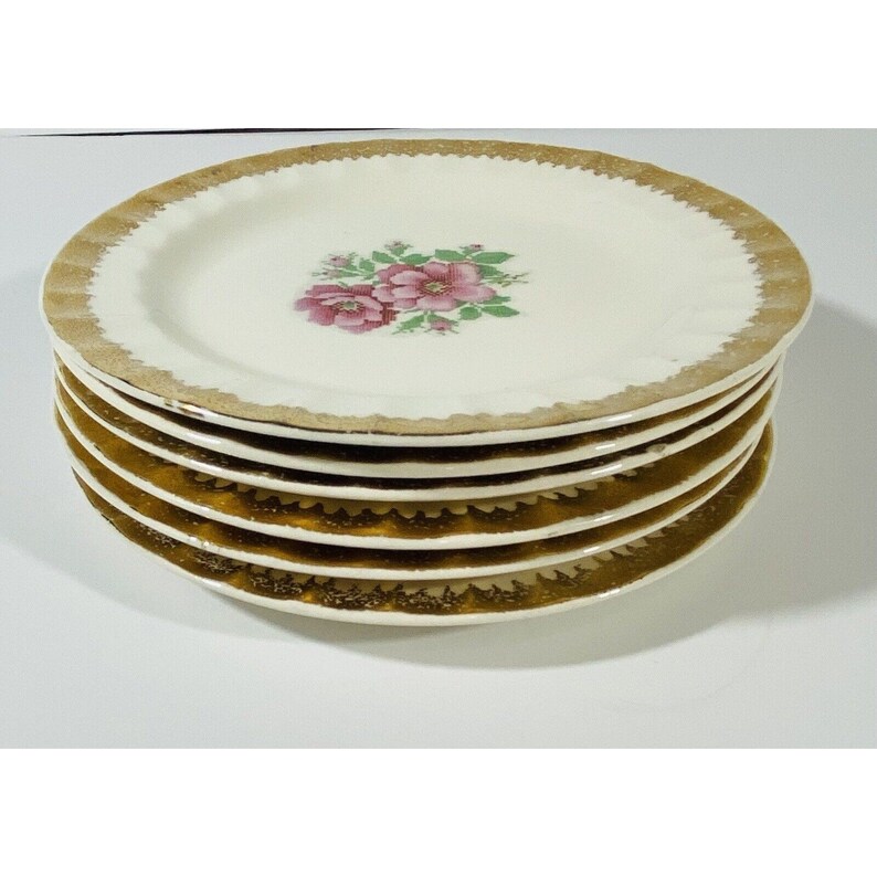 Cronin China Co Bread & Butter Plates Set of 6 Floral Pattern COI162 ...