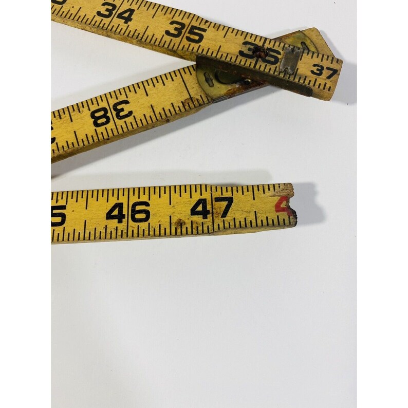 Vintage Lufkin Folding Wooden Ruler Brass Fittings USA Crafts Rustic ...