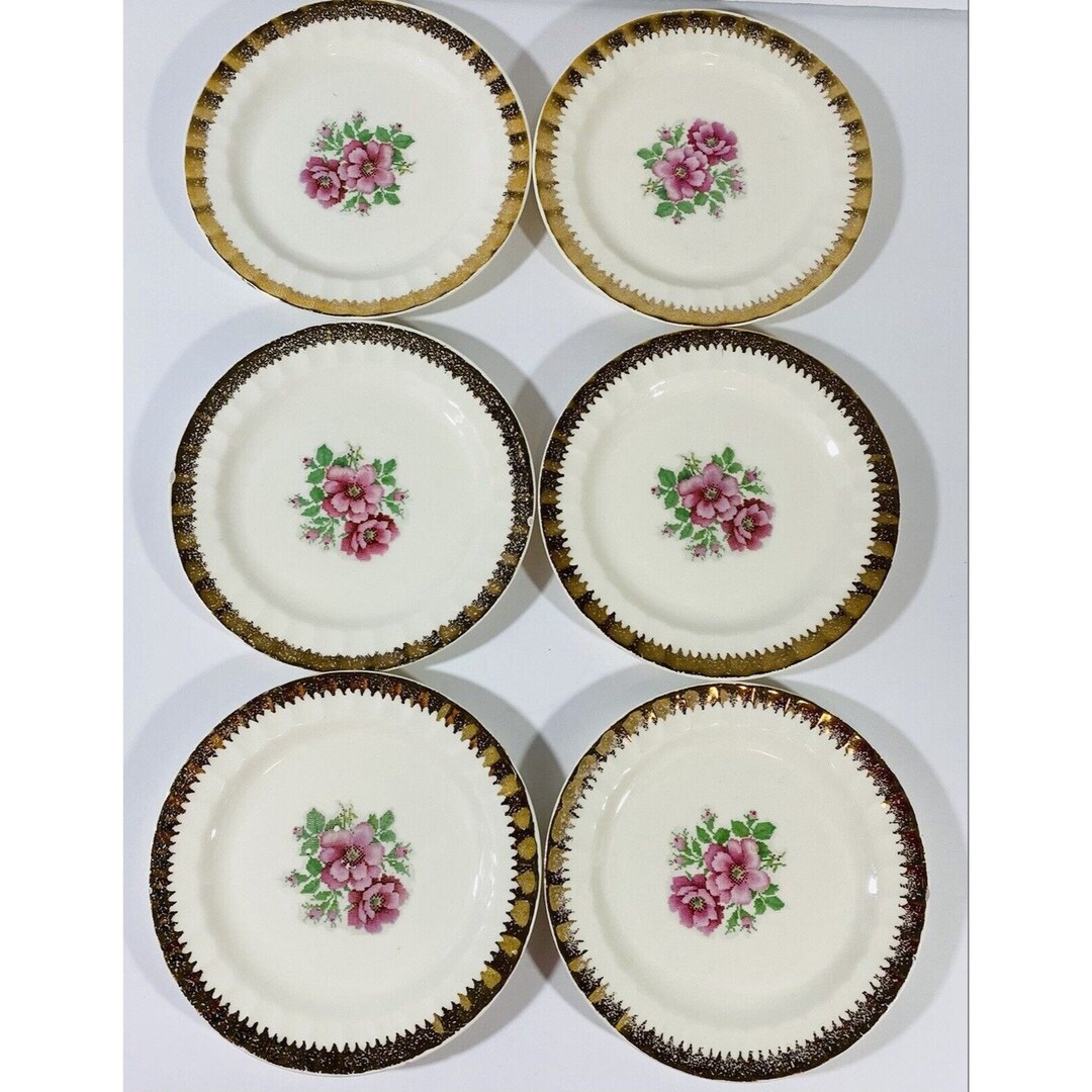 Cronin China Co Bread & Butter Plates Set of 6 Floral Pattern COI162 ...