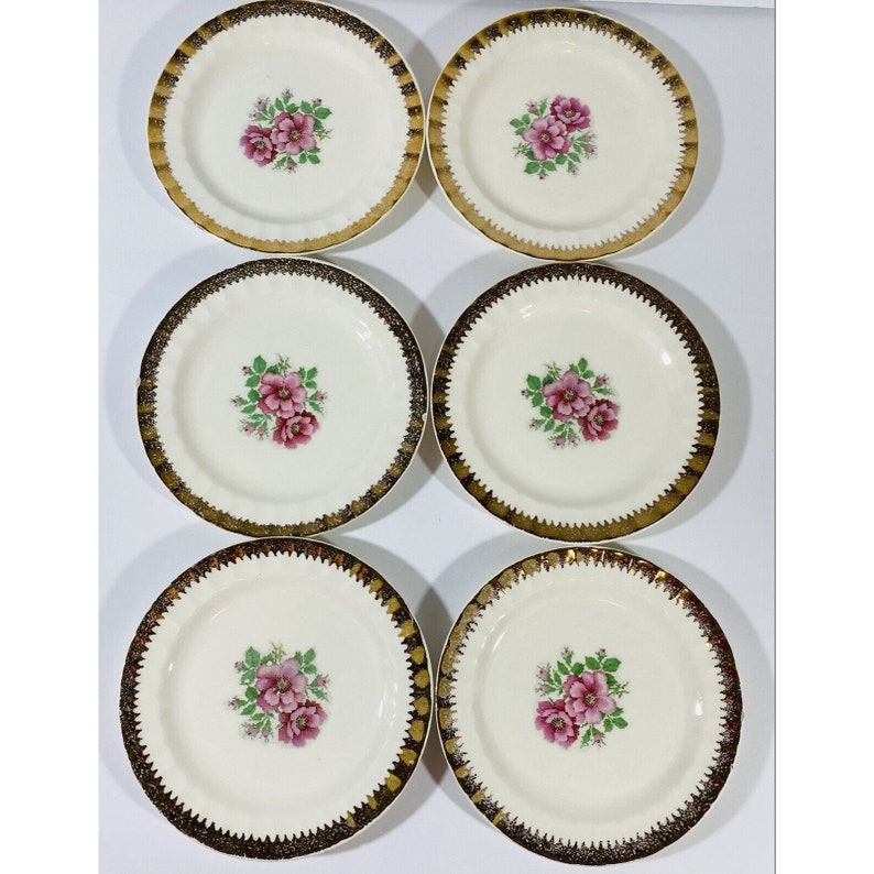 Cronin China Co Bread & Butter Plates Set of 6 Floral Pattern COI162 ...