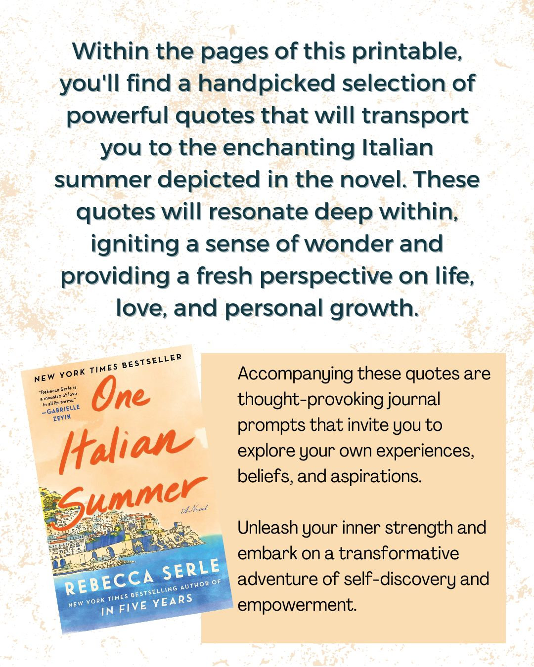 One Italian Summer Book Club Printable Inspiring Quotes and Reflective ...