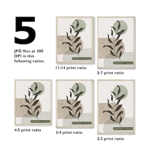 Set of 2 Boho Sage Green Wall Art, Mid Century Modern Printable Wall ...