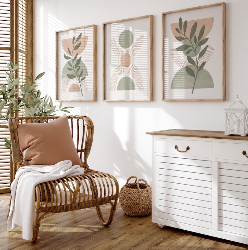 Boho Botanical Print Set: Sage Green, Blush Pink (digital Download) - Etsy