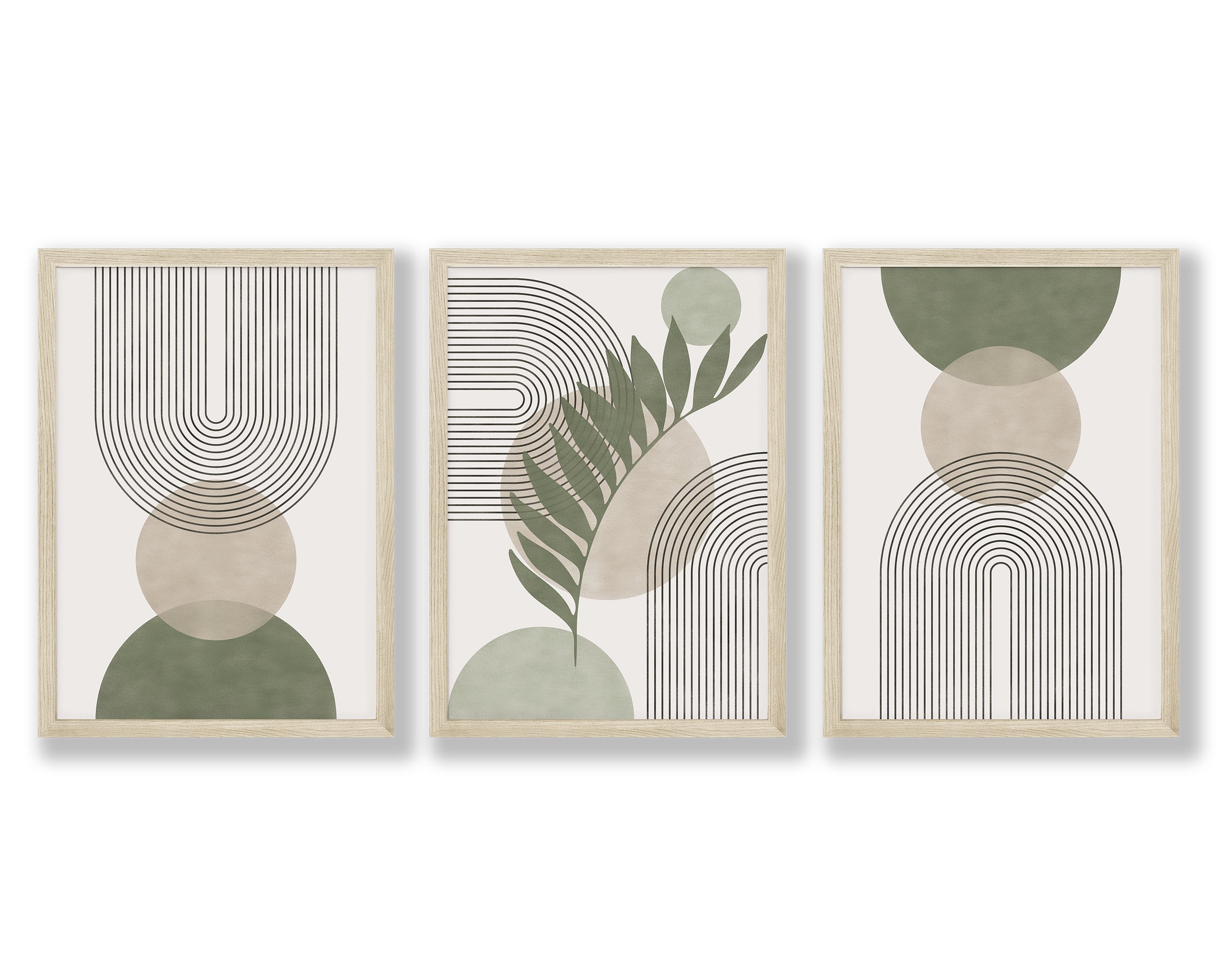 Sage Green Wall Art Set of 3 Mid Century Modern Art Print Set - Etsy