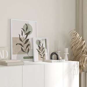 Set of 2 Boho Sage Green Wall Art, Mid Century Modern Printable Wall ...