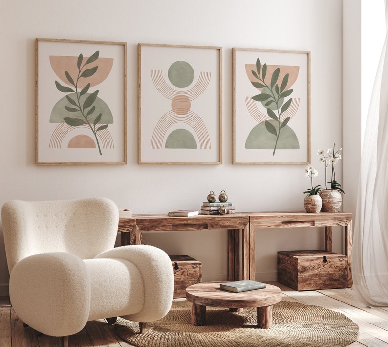 Boho Botanical Print Set: Sage Green, Blush Pink (digital Download) - Etsy