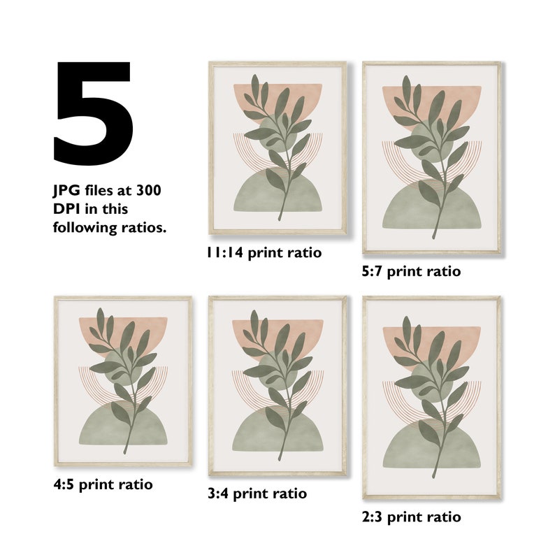 Boho Botanical Print Set: Sage Green, Blush Pink (digital Download) - Etsy