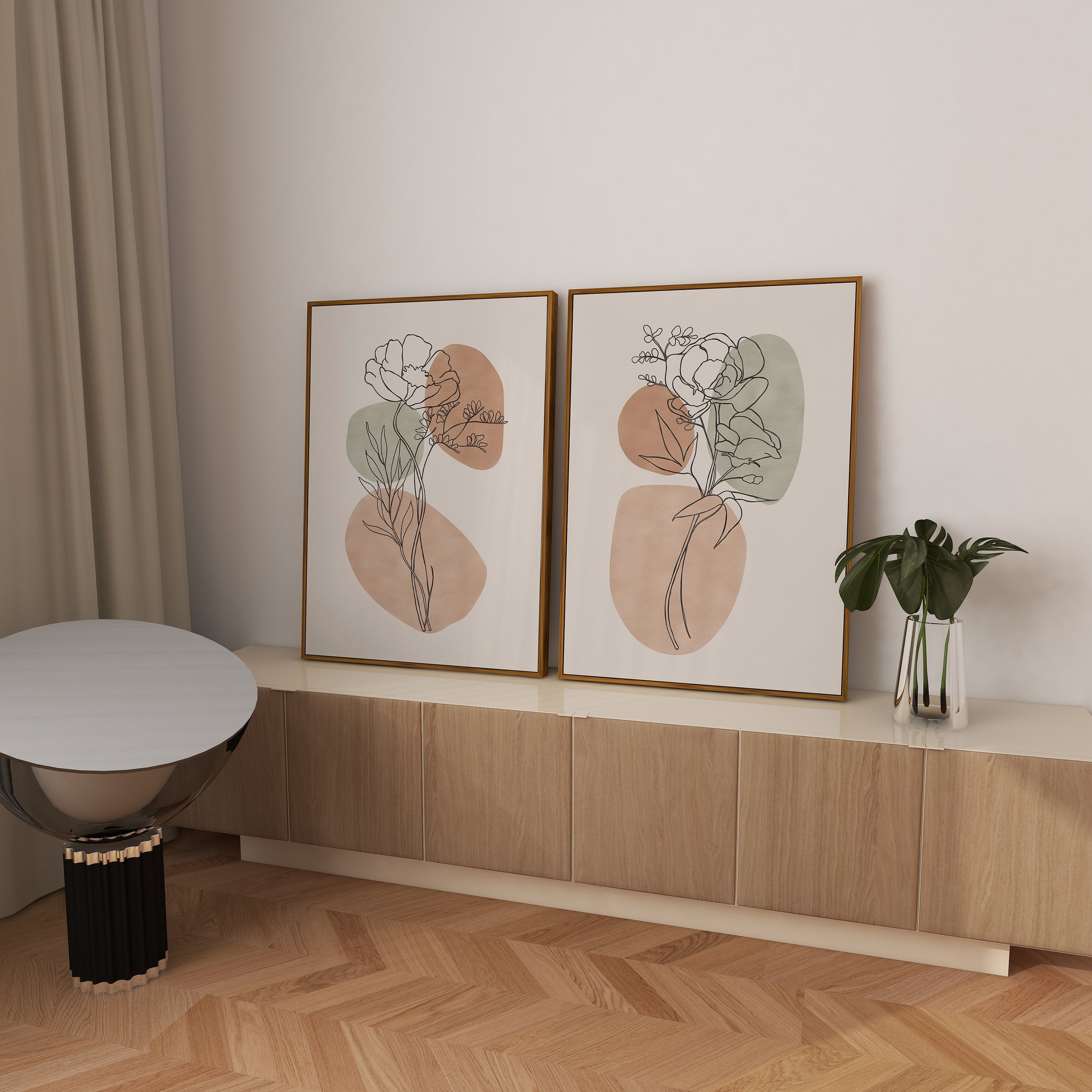 Sage Green and Blush Pink Boho Botanical Printable Wall Art Set of 2 ...