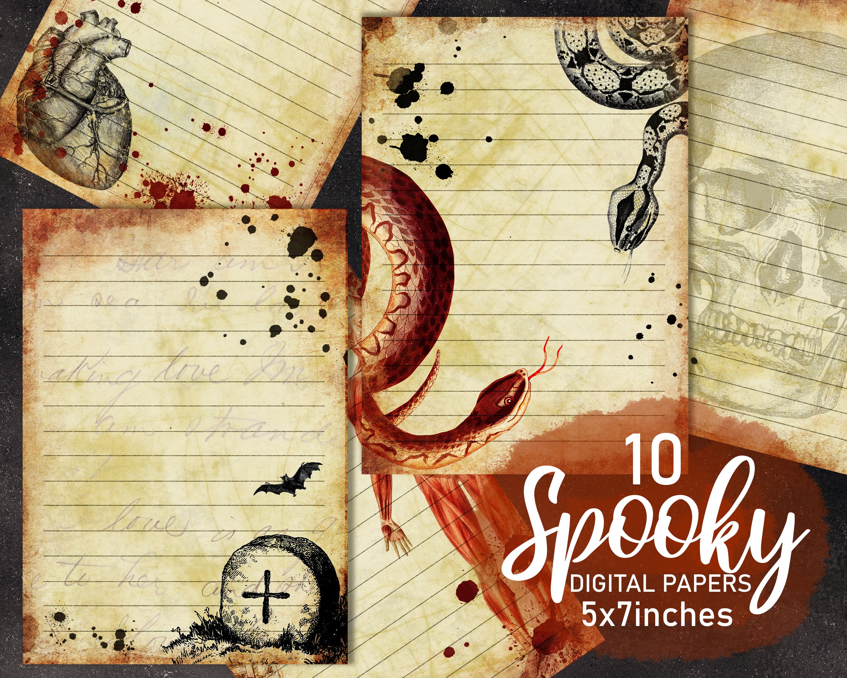 Spooky Digital writing paper Horror letter writing stationary | Etsy